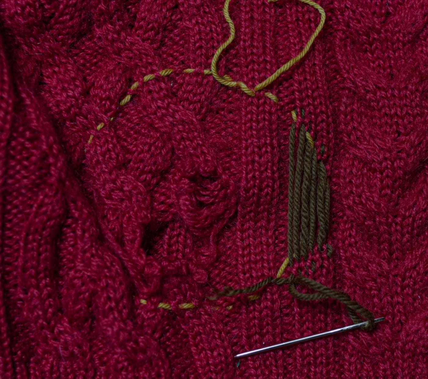 Visible mending on a knitted jumper | Snapdragon Life