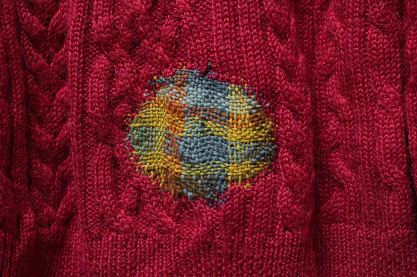 Visible mending on a knitted jumper | Snapdragon Life