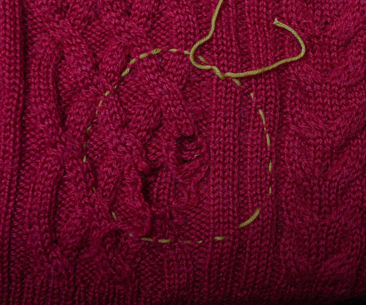 Visible mending on a knitted jumper | Snapdragon Life