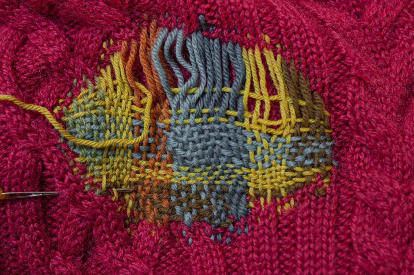 Visible mending on a knitted jumper | Snapdragon Life